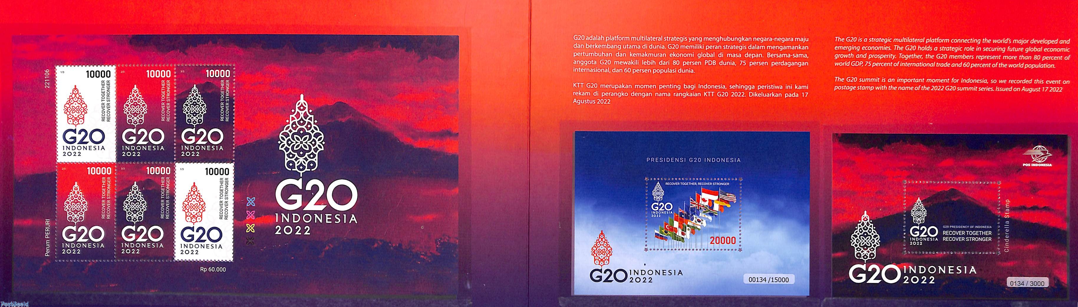 Postzegel 2022, Indonesie G20 summit, special pack, 2022 - Filatelie ...